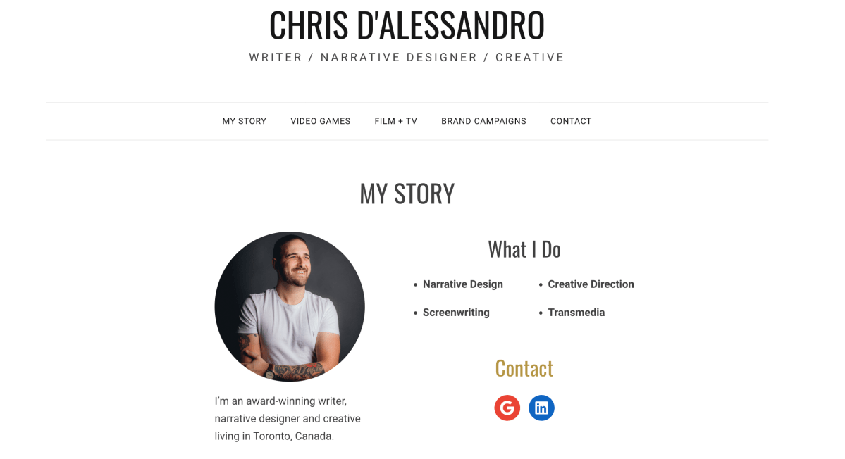 CHRIS D'ALESSANDRO – Creative Writer